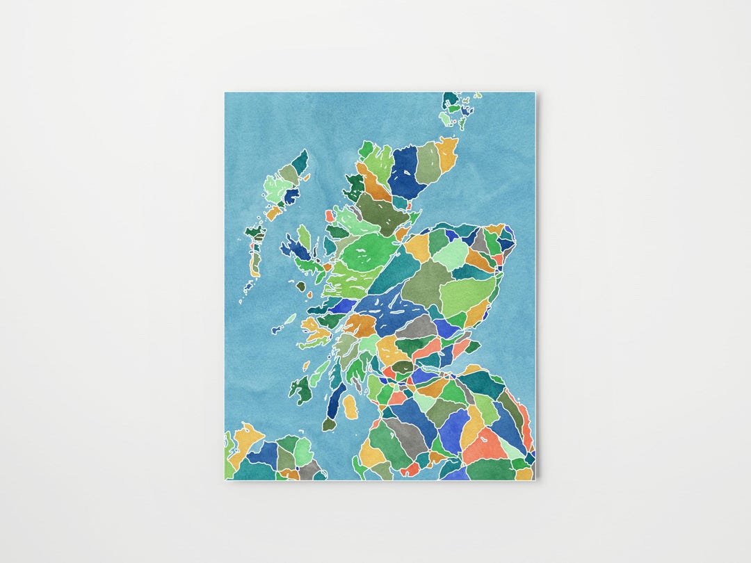 Scotland Print, Map Art, Watercolor Print, Scottish Gifts, Travel Gifts ...