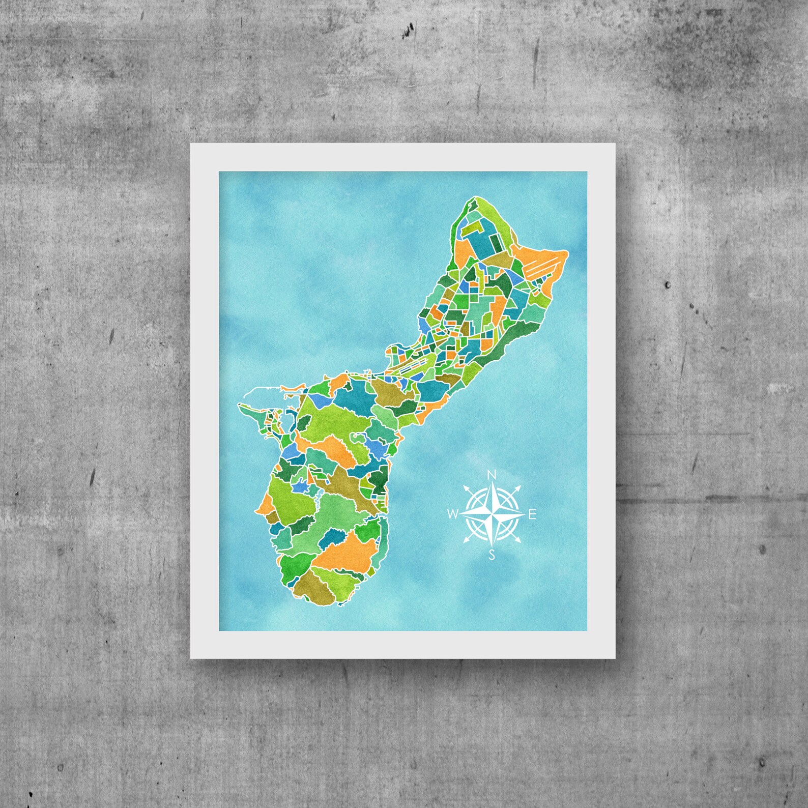 Guam Map Art Watercolor Print US Navy Military Gifts - Etsy