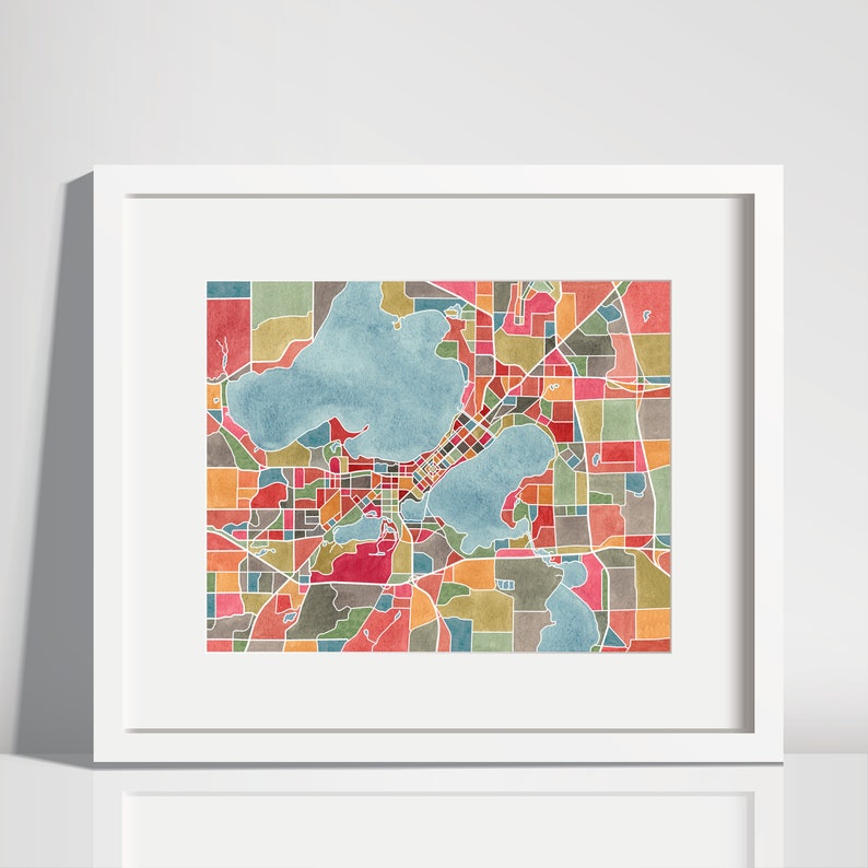 Madison Wisconsin Map Watercolor Print Graduation Gift Dorm - Etsy