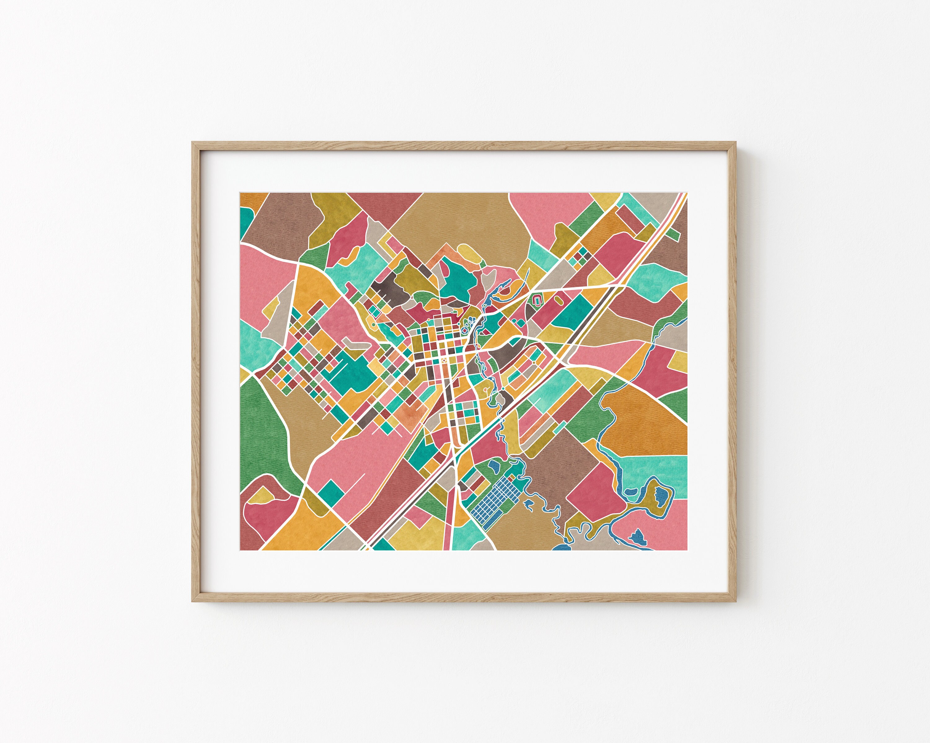 San Marcos Texas, Map Art, Watercolor Print, Texas Watercolor - Etsy