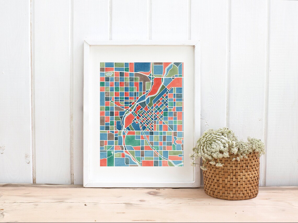 Denver Map Watercolor Print Denver Watercolor Colorado | Etsy