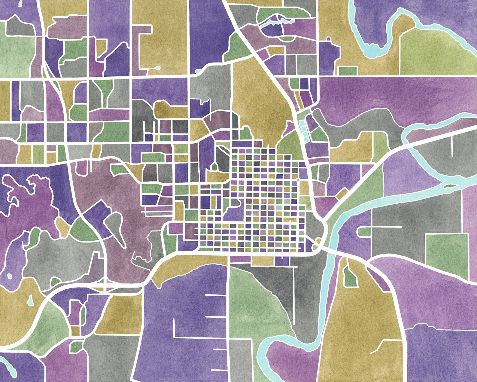 Manhattan Kansas Map Art Watercolor Print Graduation Gift - Etsy