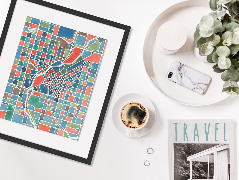 Denver Map Watercolor Print Denver Watercolor Colorado | Etsy
