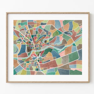 Custom City Map, Watercolor Painting, Hand Painted, Personalized Gift ...