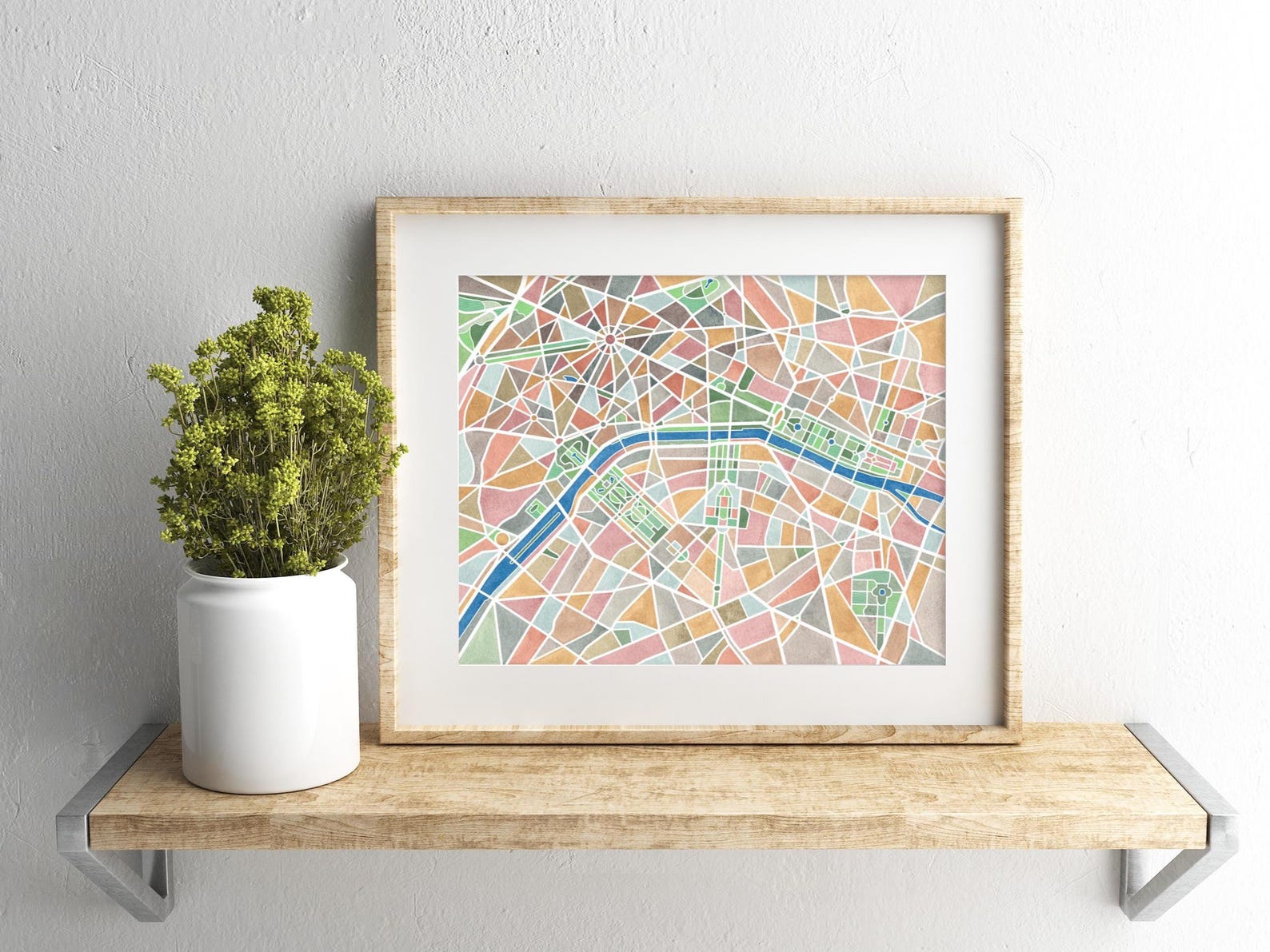 Paris Map, Watercolor Wall Art, Anniversary Gift, France Map, Paris ...