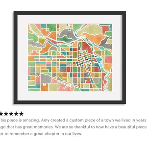 Custom City Map, Watercolor Painting, Hand Painted, Personalized Gift ...