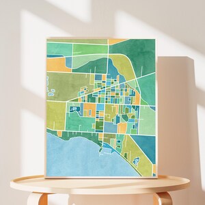 Custom City Map, Watercolor Painting, Hand Painted, Personalized Gift ...
