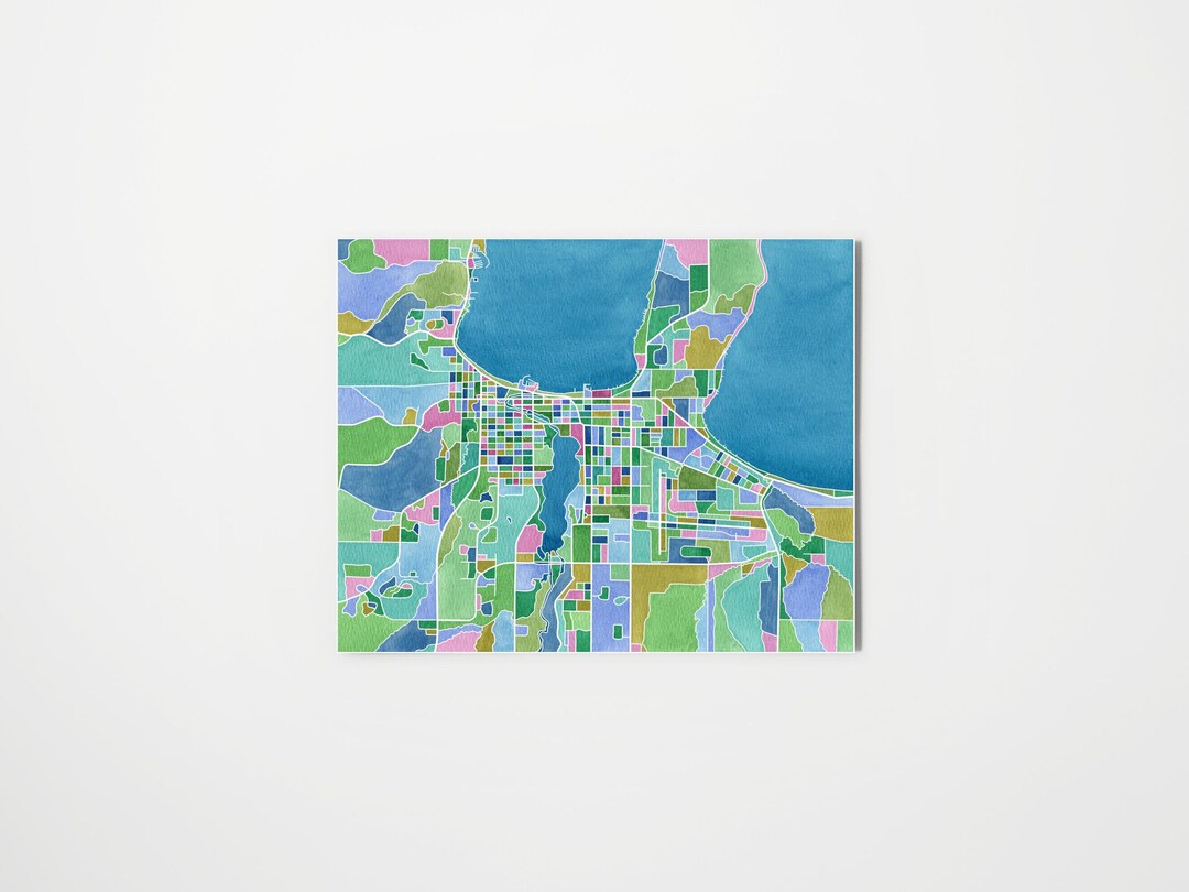 Traverse City Map, Watercolor Print, Michigan Watercolor, up North ...