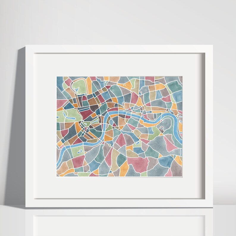 London Map Watercolor Print London England Gifts Travel - Etsy