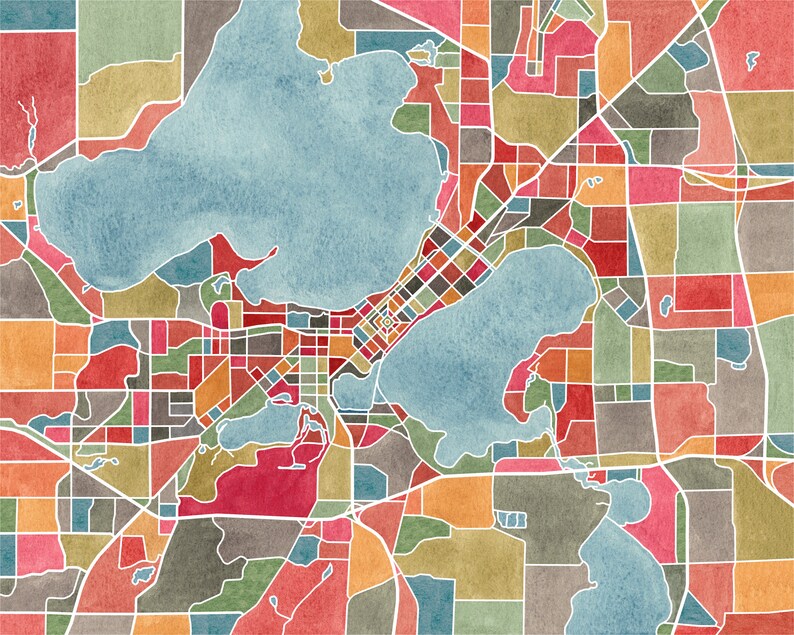 Madison Wisconsin Map Watercolor Print Graduation Gift Dorm - Etsy