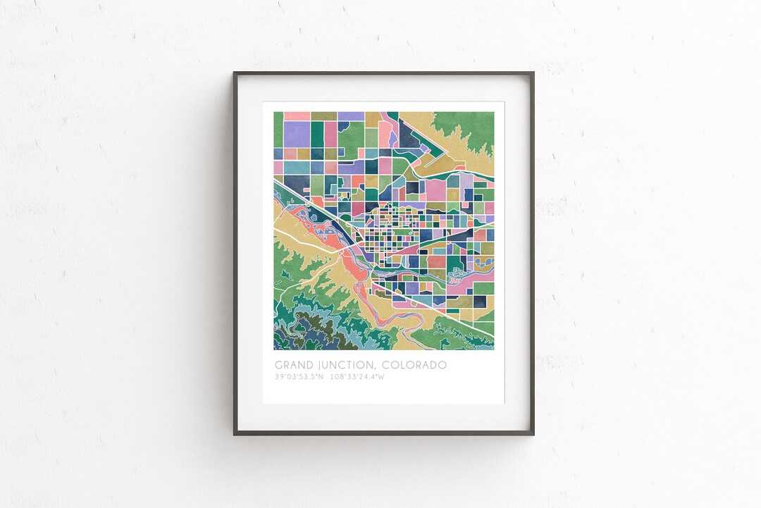 Grand Junction Colorado Map Watercolor Print Topographic Map - Etsy