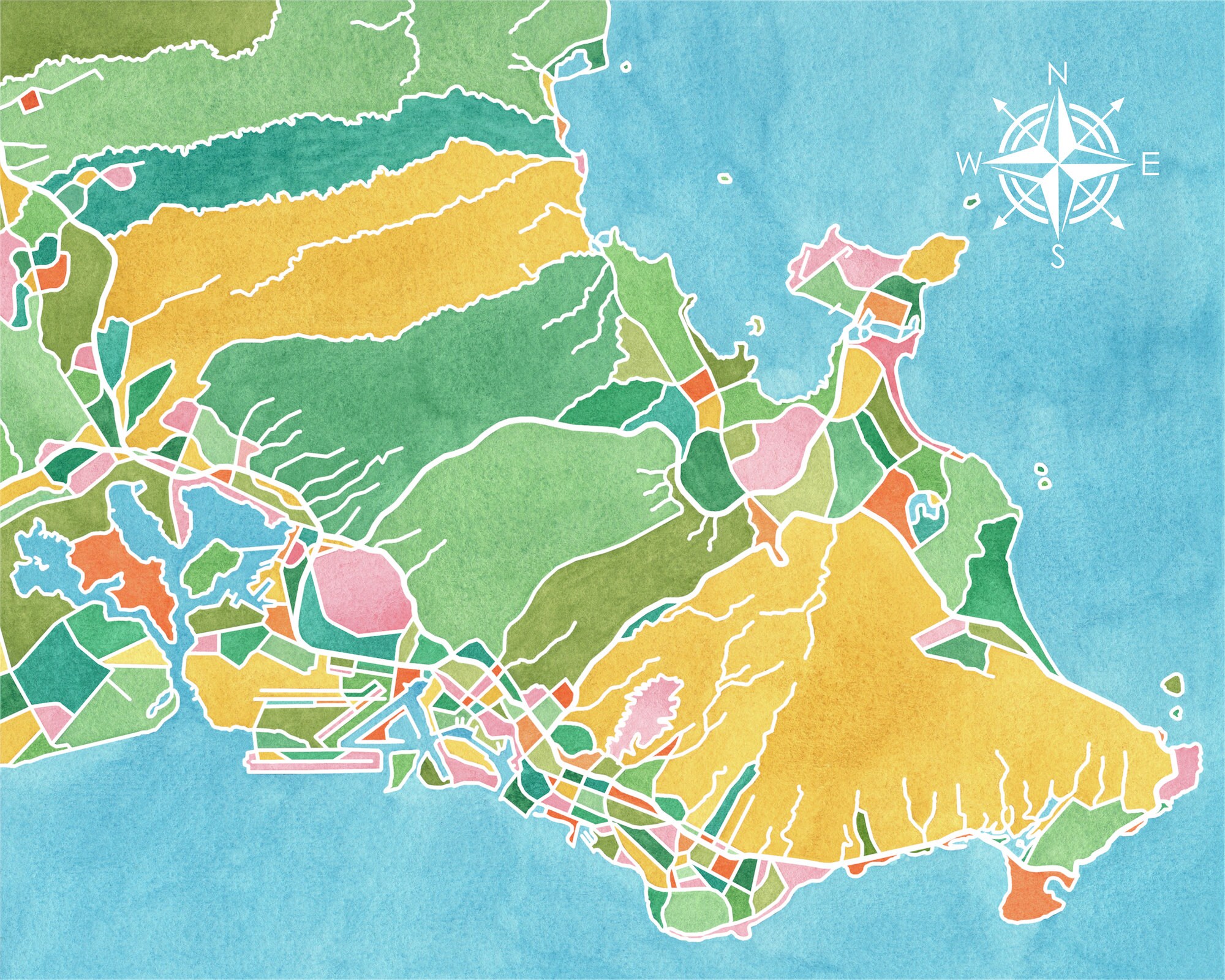 Honolulu Hawaii map art watercolor print Hawaiian gifts | Etsy