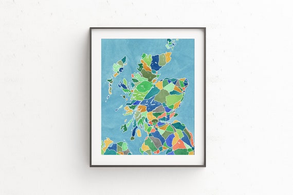 Scotland Print Map Art Watercolor Print Edinburgh Painting | Etsy