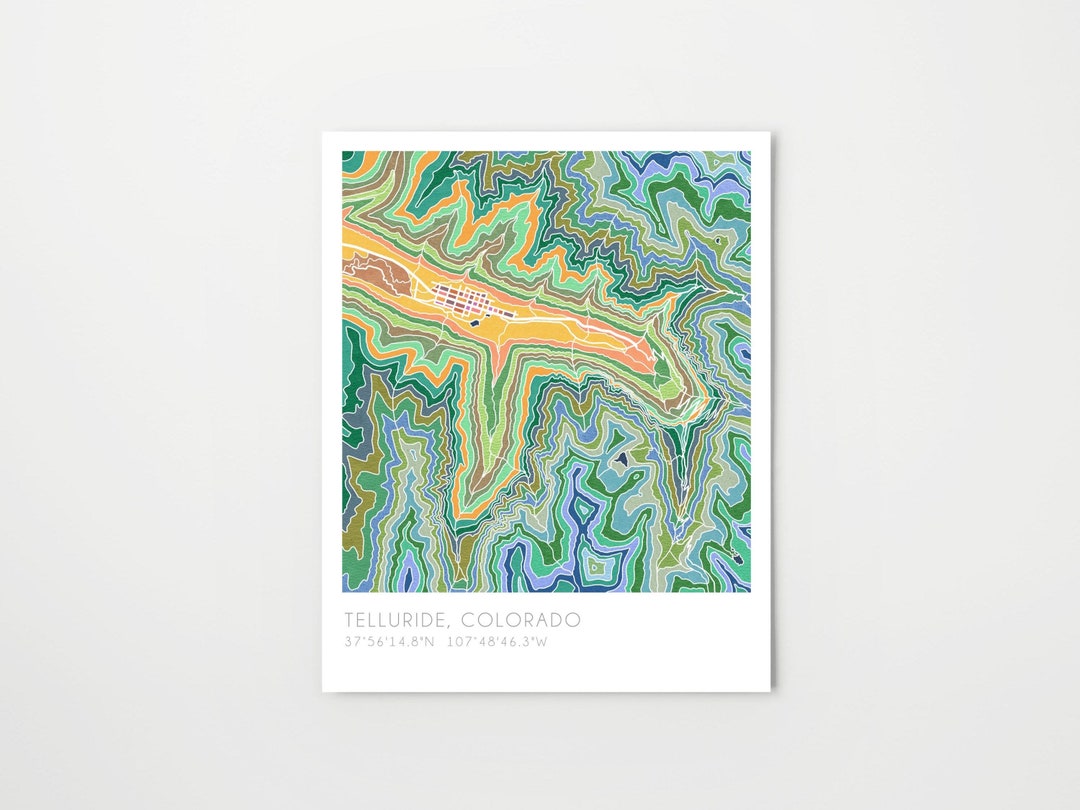 Telluride Colorado Map, Watercolor Print, Topographic Map - Etsy