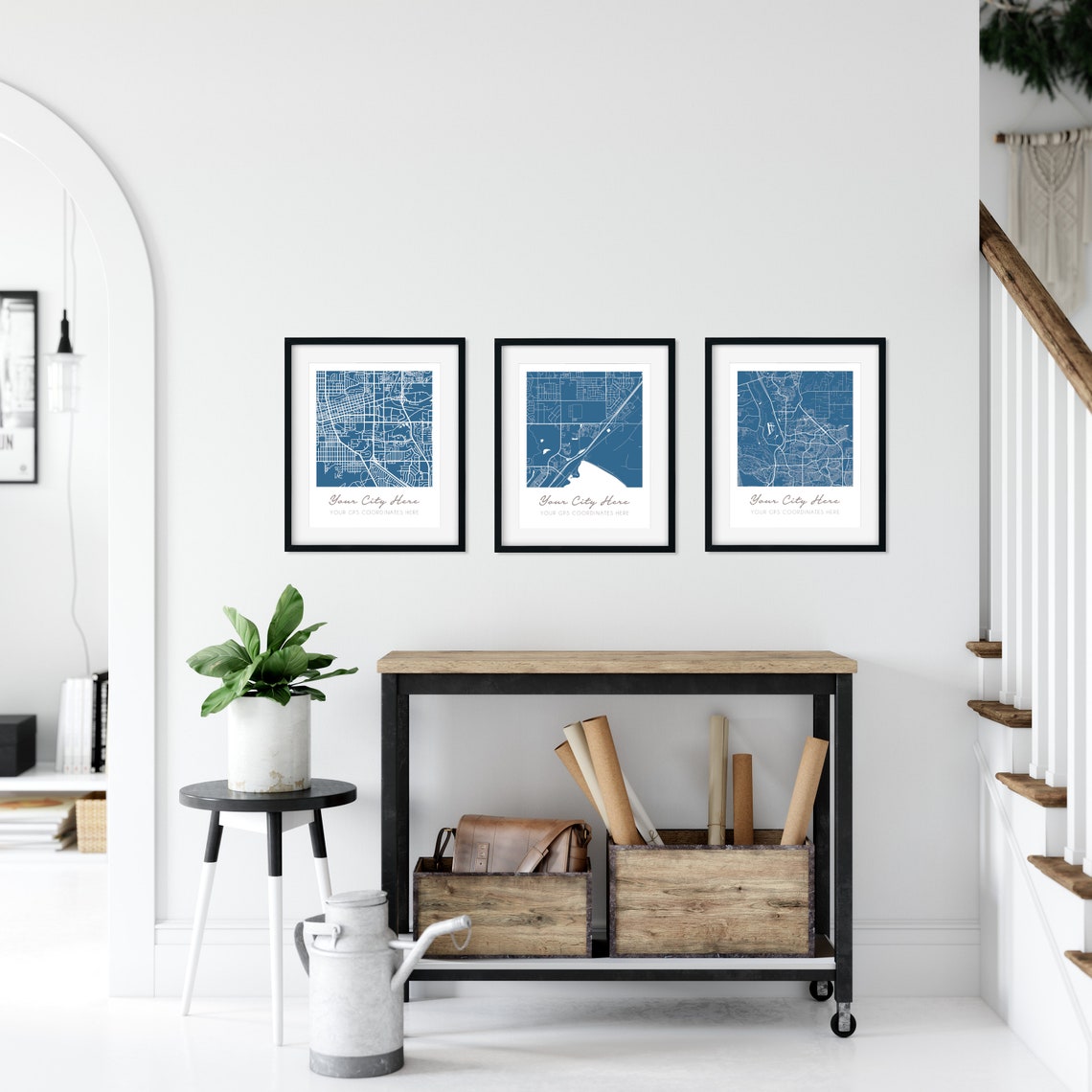 Personalized Map Art Set of 3 Prints Custom Map Three Maps | Etsy