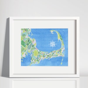 Cape Cod Map, Watercolor Print, Massachusetts Prints, Nautical Decor ...