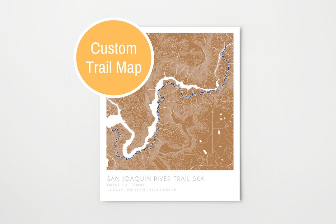 Custom Trail Map | Trail Runner Gift | Personalized Endurance Race Art ...
