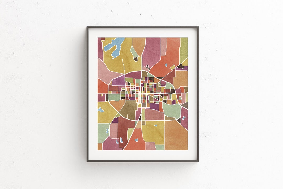 Paris Texas Map Art Watercolor Print - Etsy
