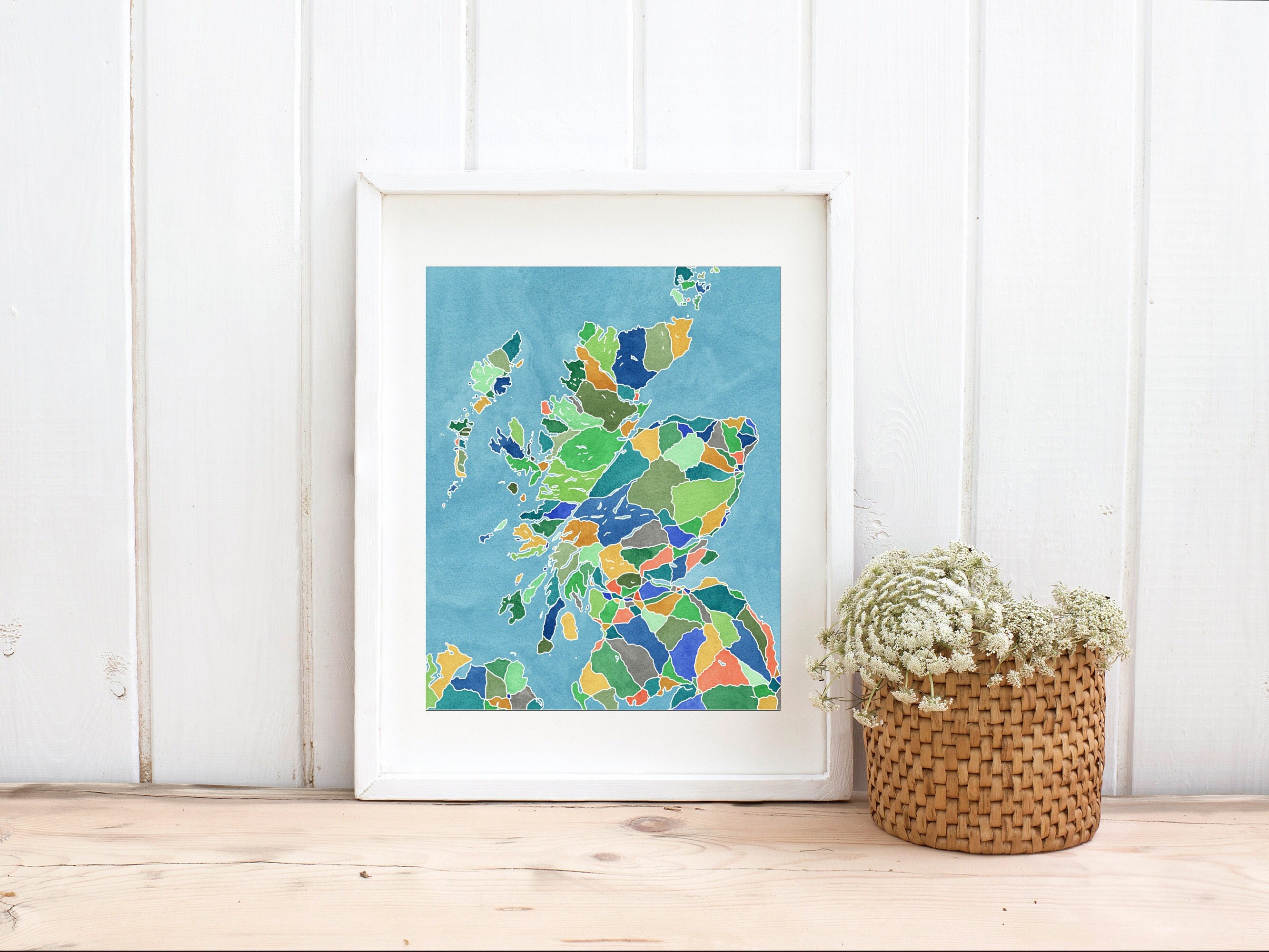 Scotland Print Map Art Watercolor Print Edinburgh Painting | Etsy