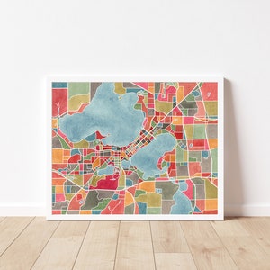 Madison Wisconsin Map, Watercolor Print, Graduation Gift, Dorm Decor - Etsy
