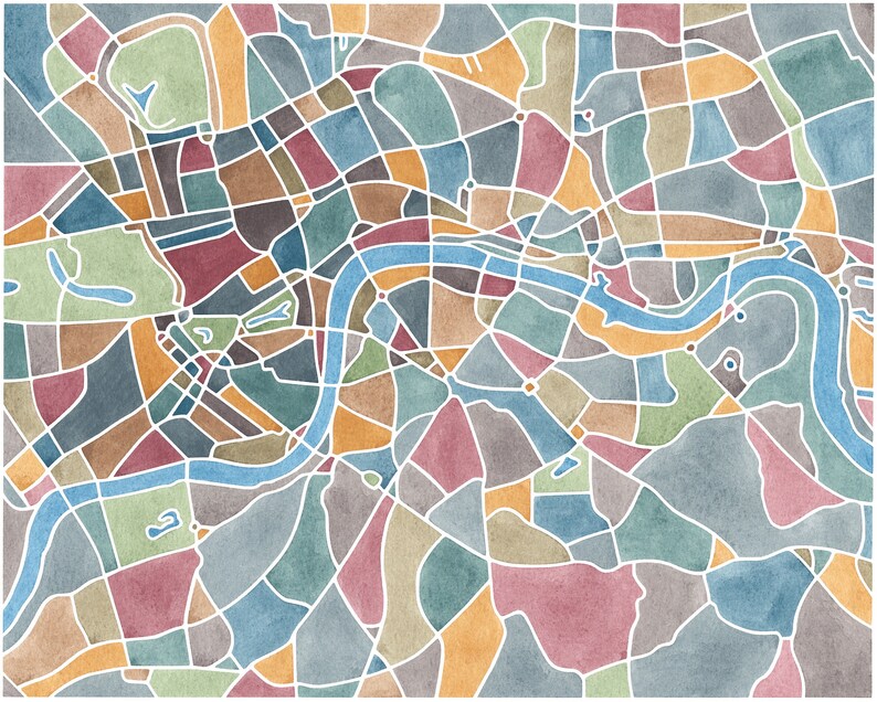 London Map Watercolor Print London England Gifts Travel - Etsy