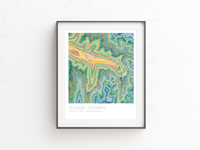 Telluride Colorado Map, Watercolor Print, Topographic Map - Etsy
