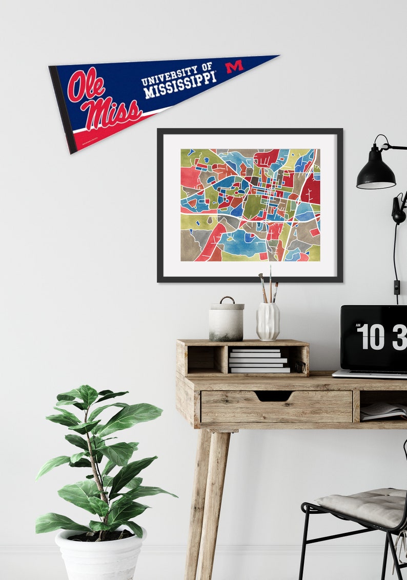 Oxford Mississippi Map Art Watercolor Print Mississippi - Etsy