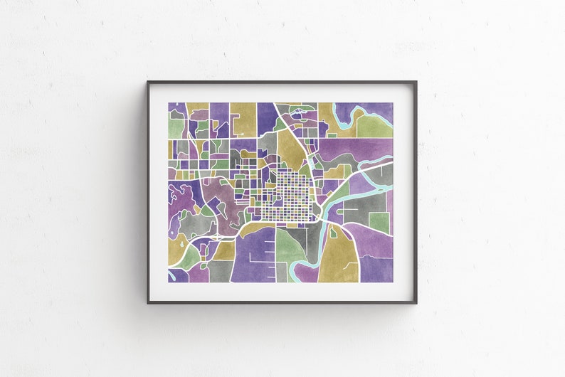 Manhattan Kansas Map Art Watercolor Print Graduation Gift - Etsy