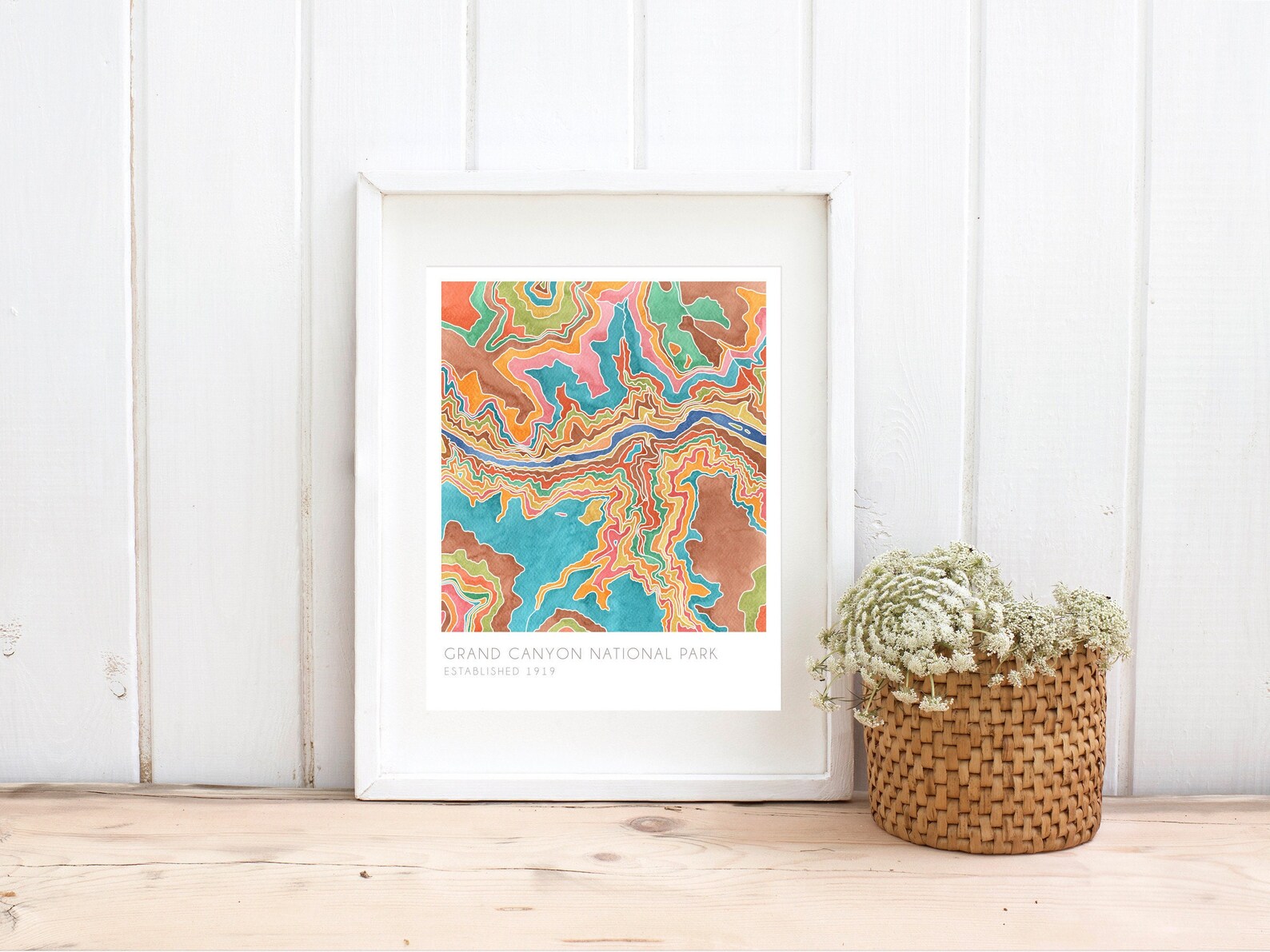 Grand Canyon National Park Map Watercolor Print Topographic - Etsy