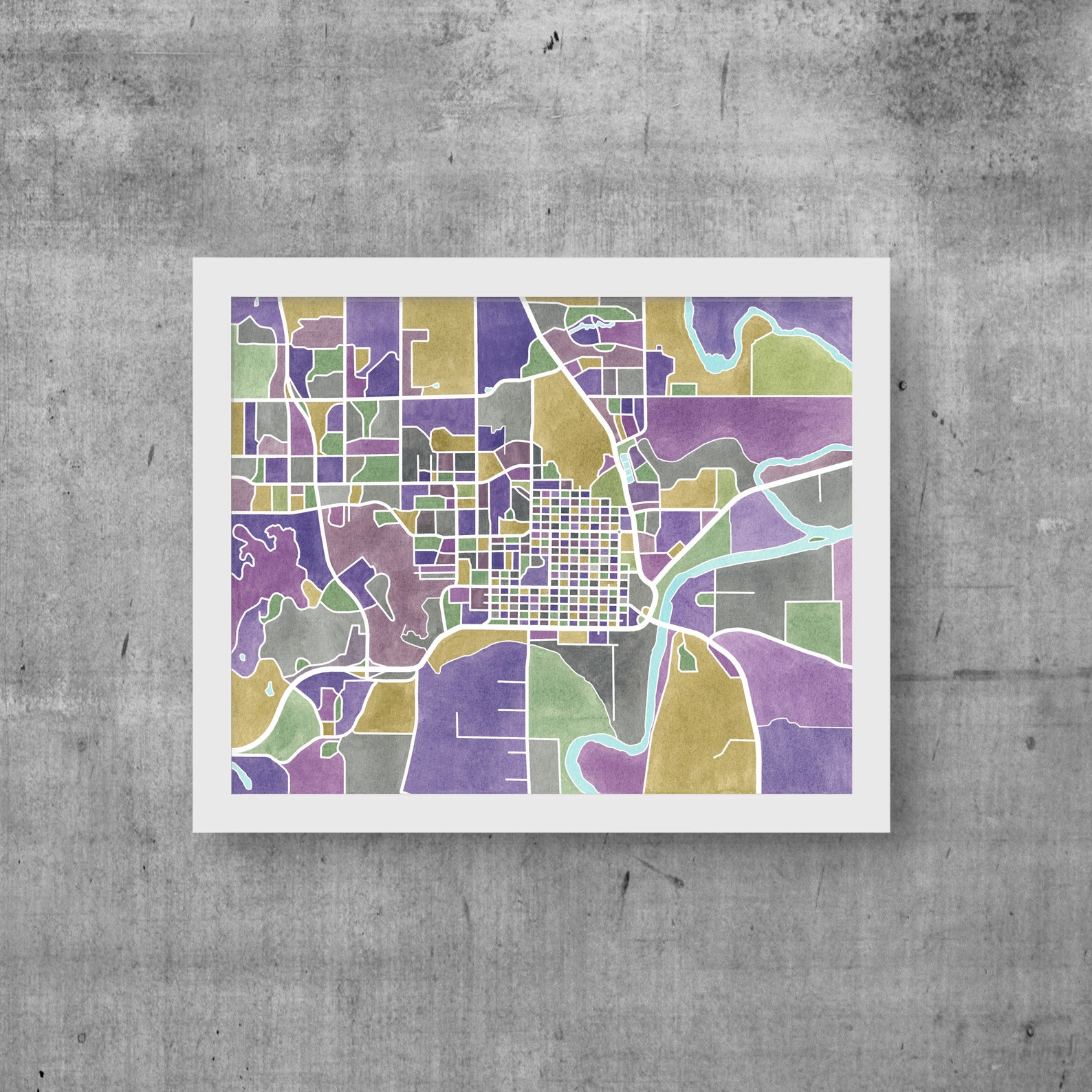 Manhattan Kansas, Map Art, Watercolor Print, Graduation Gift - Etsy