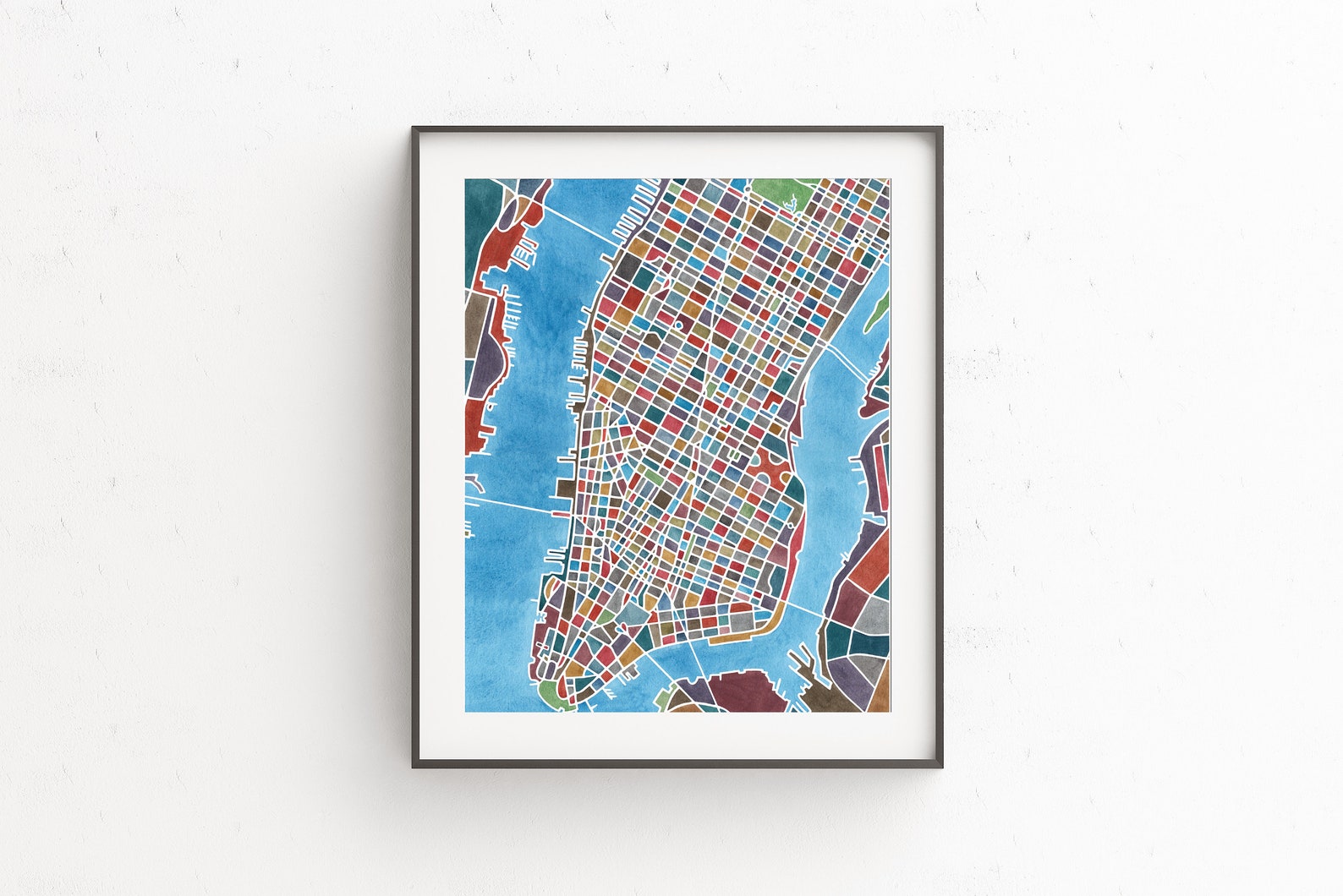 New York City Map Art Watercolor Print Manhattan Map New - Etsy