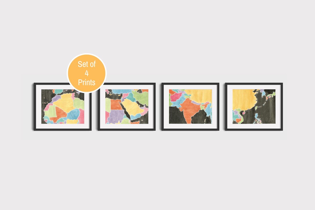 10/40 Window Watercolor Map, Christian Painting, World Missions, Set of ...