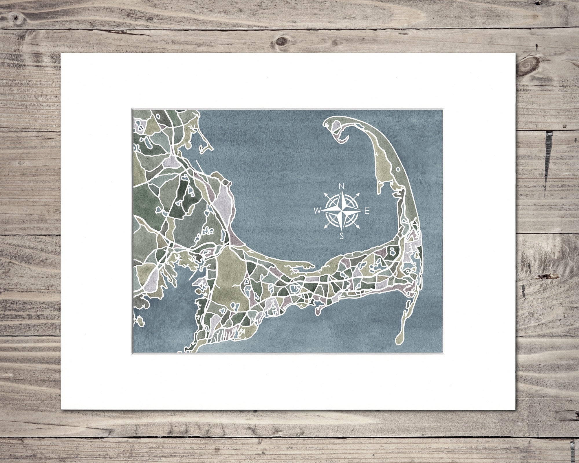 Cape Cod Map Watercolor Print Massachusetts Prints Nautical - Etsy