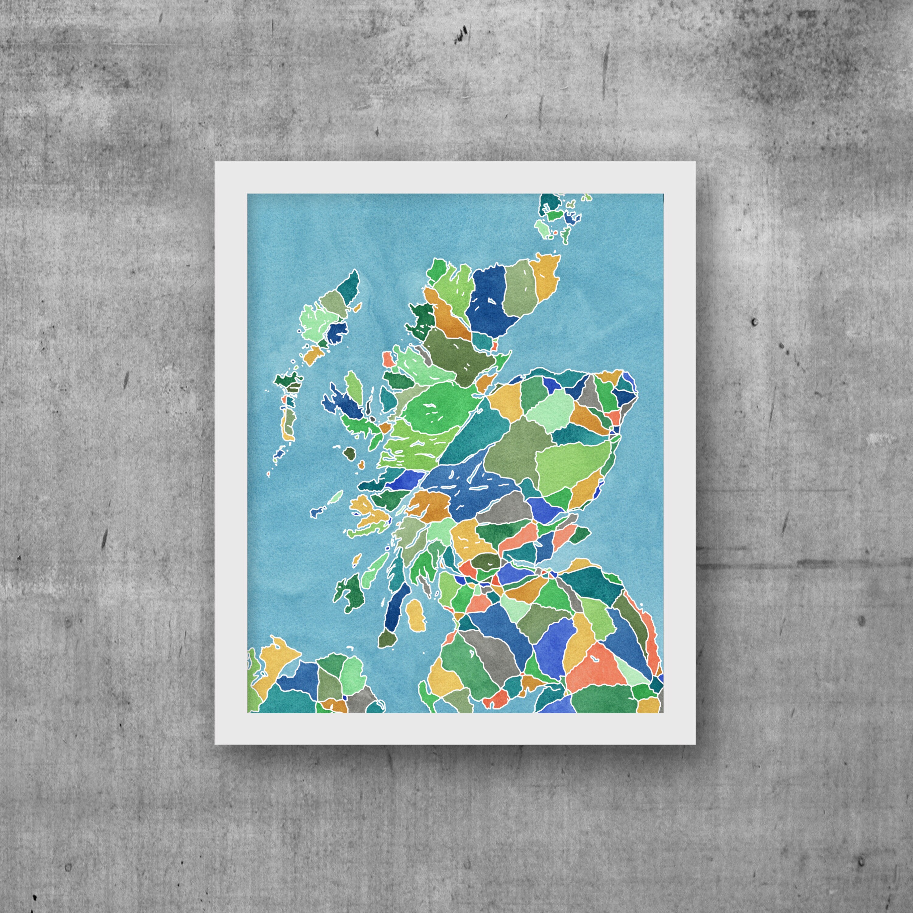 Scotland Print Map Art Watercolor Print Edinburgh Painting | Etsy