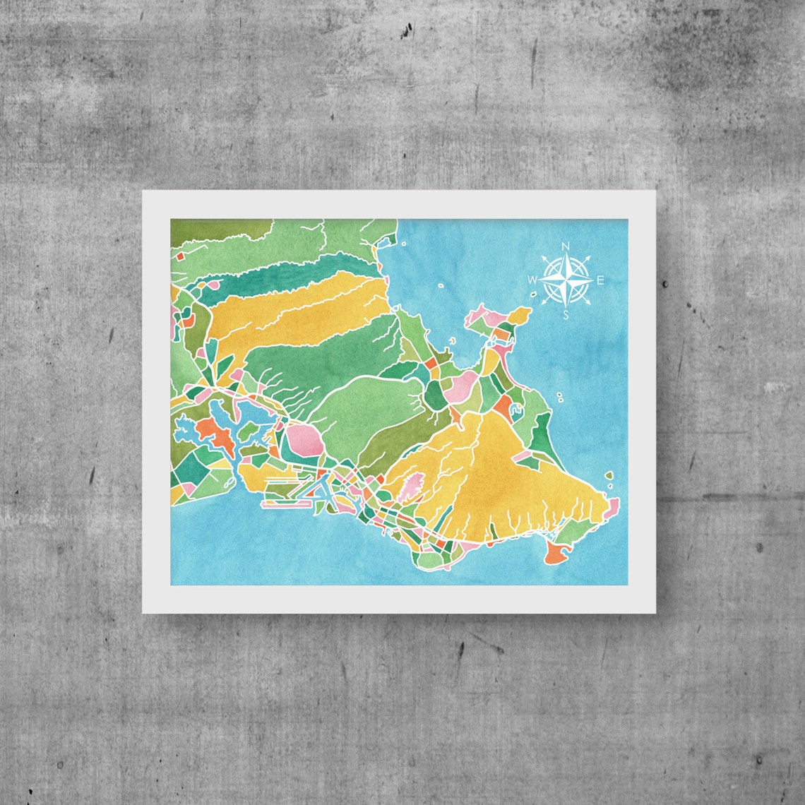 Honolulu Hawaii Map Art Watercolor Print Hawaiian Gifts - Etsy