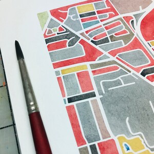 Custom City Map, Watercolor Painting, Hand Painted, Personalized Gift ...