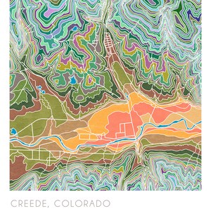 Creede Colorado Map, Watercolor Print, Topographic Map - Etsy