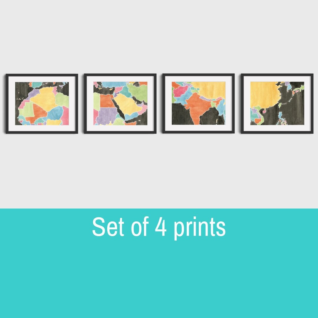 10/40 Window Watercolor Map, Christian Painting, World Missions, Set of ...