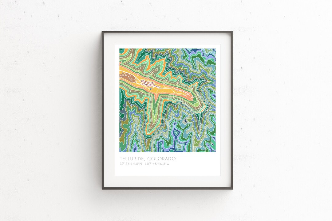 Telluride Colorado Map Watercolor Print Topographic Map - Etsy