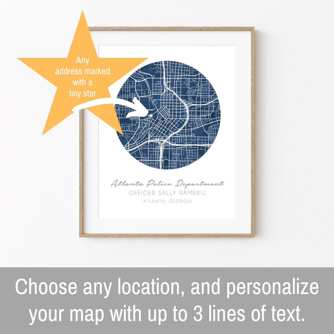 Custom Map, Firefighter Gift, Watercolor Print, Personalized Fire ...