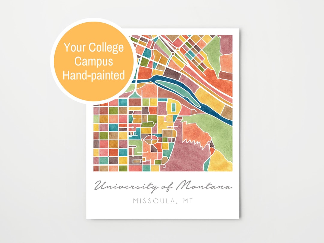 Custom Campus Map, Class of 2026, Watercolor Art, Graduation Gift ...