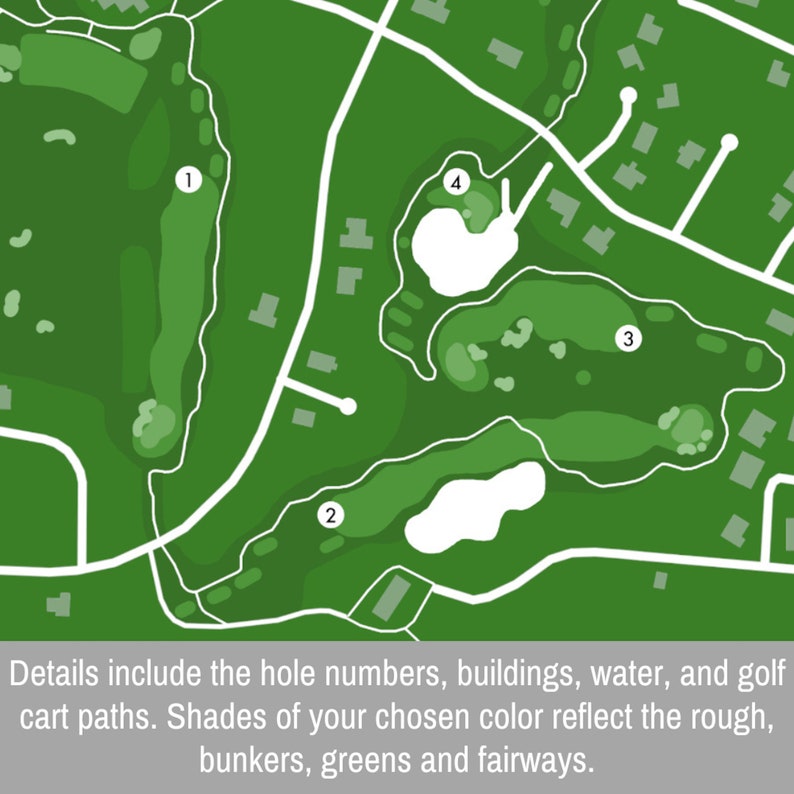Personalized Golf Course Map Custom Map Art Print Golf Gifts - Etsy