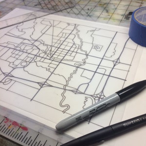 Custom City Map, Watercolor Painting, Hand Painted, Personalized Gift ...