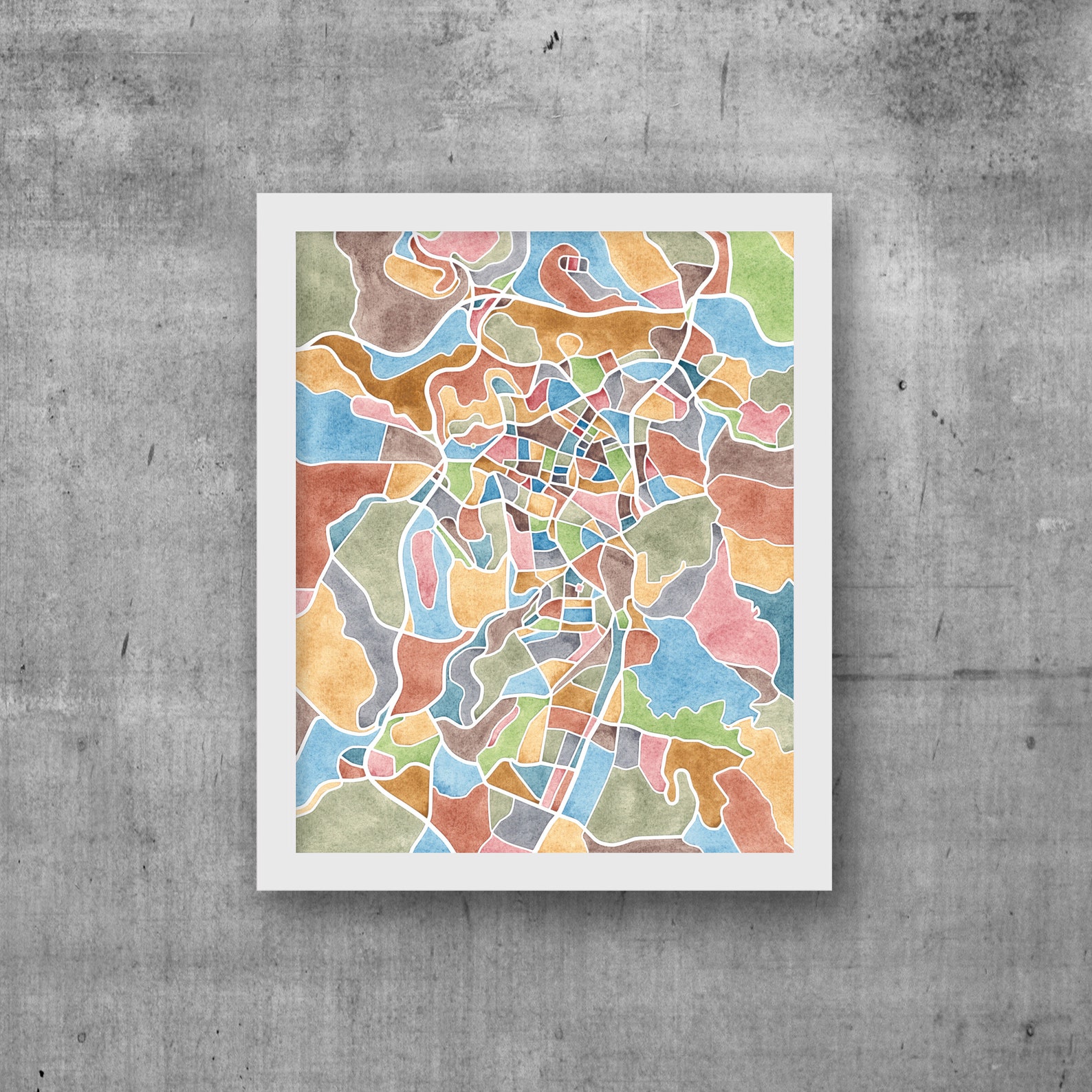 Jerusalem Map Watercolor Print Map Art Israel Map Travel - Etsy