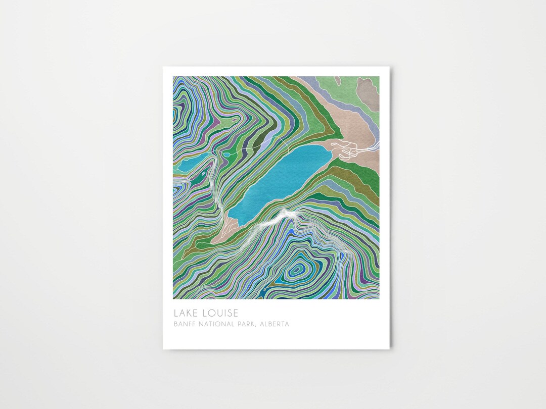Lake Louise Watercolor Map, Banff National Park, Hand-painted ...