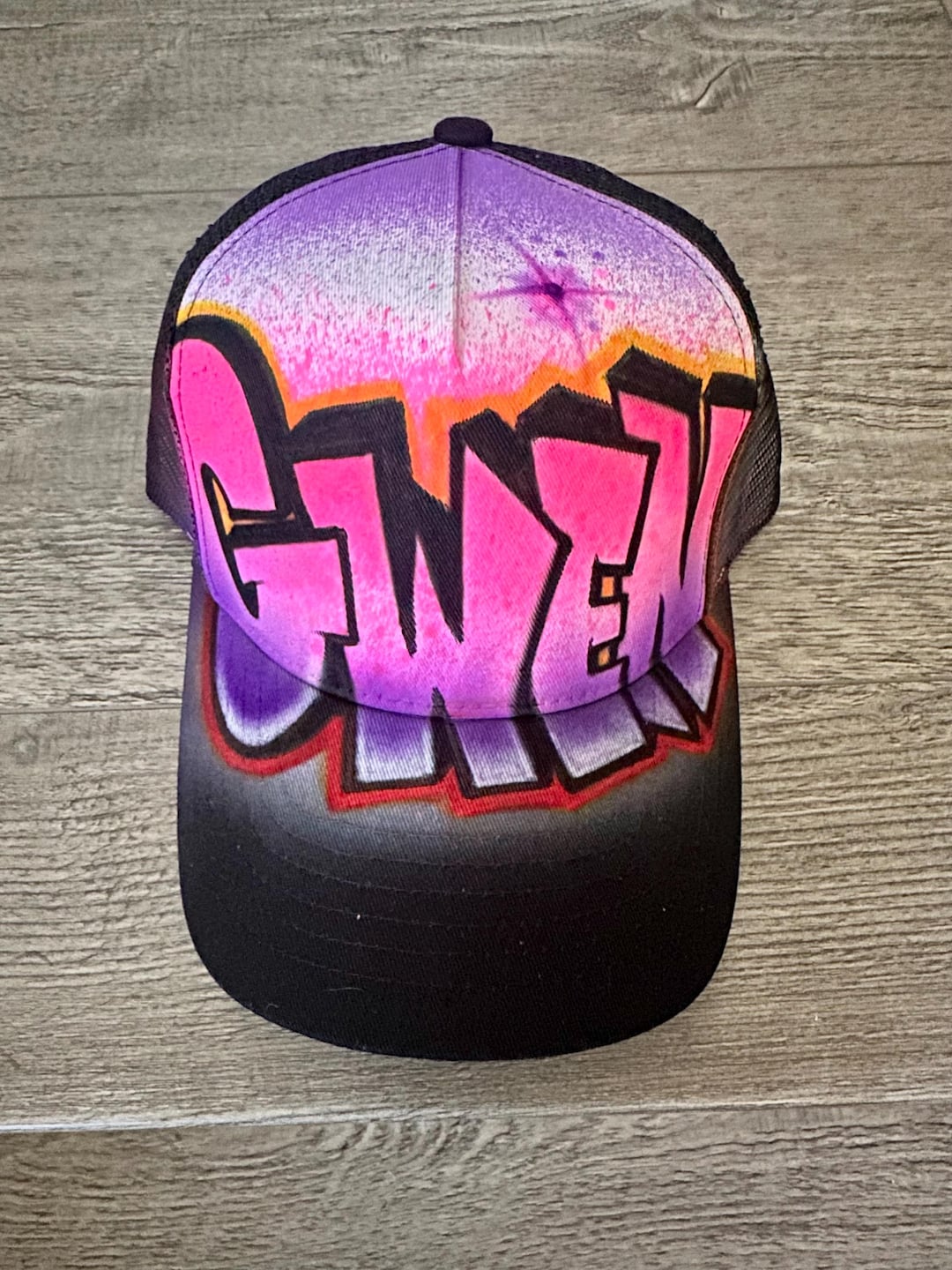 Custom Airbrushed Graffiti Trucker Hat: Personalized Name, Hand-painted ...