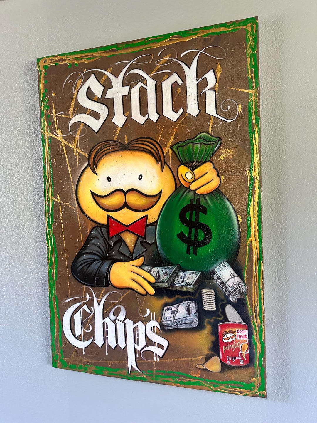 Stack Chips Original Pringle Man Painting With a Monopoly Theme 26x30 ...