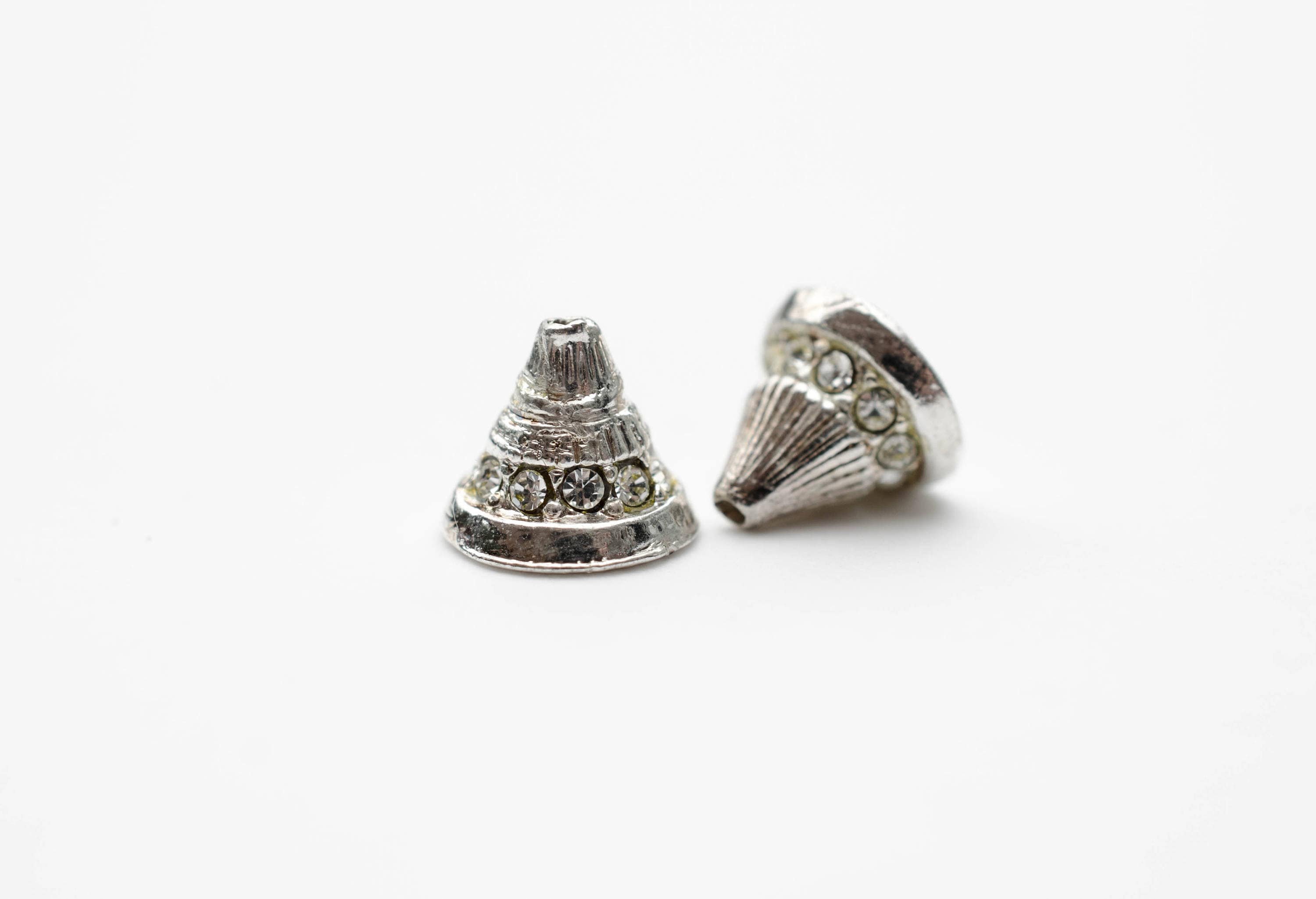 8mm Beautiful and Unique Rhinestone Tassel Caps, Cone Cord End - Bead ...