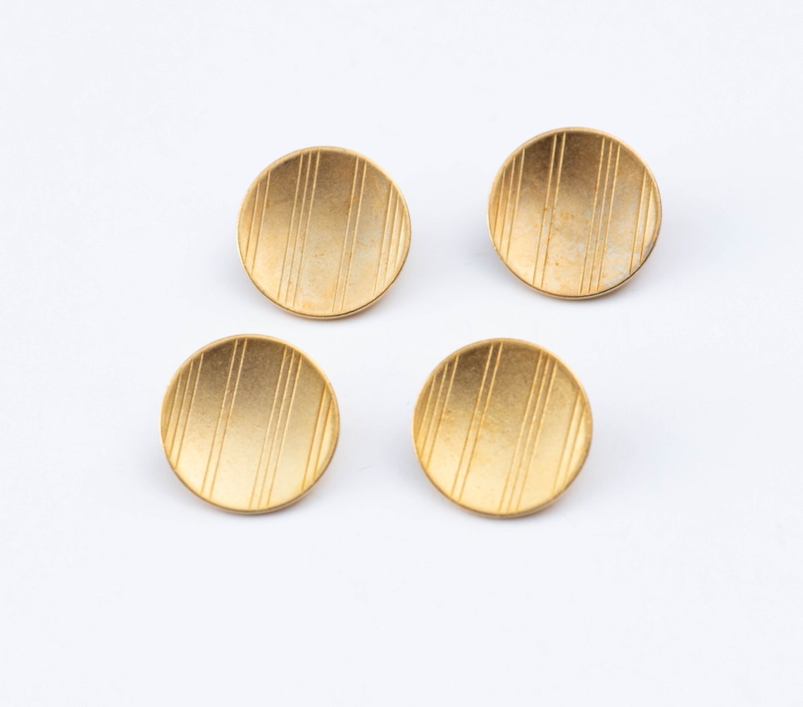23mm Matte Gold Metal Vintage Round Shank Buttons With Etched Stripes ...