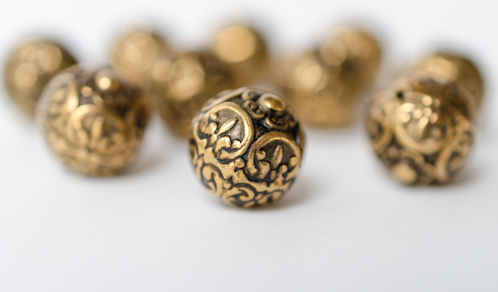 13mm Vintage German Round Beads Ornamented Antiqued Gold | Etsy